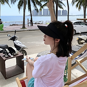 Cloth Covered Slip-On Visor [233] Sun Sports Visor Hats One-Size Adjustable Cap Black