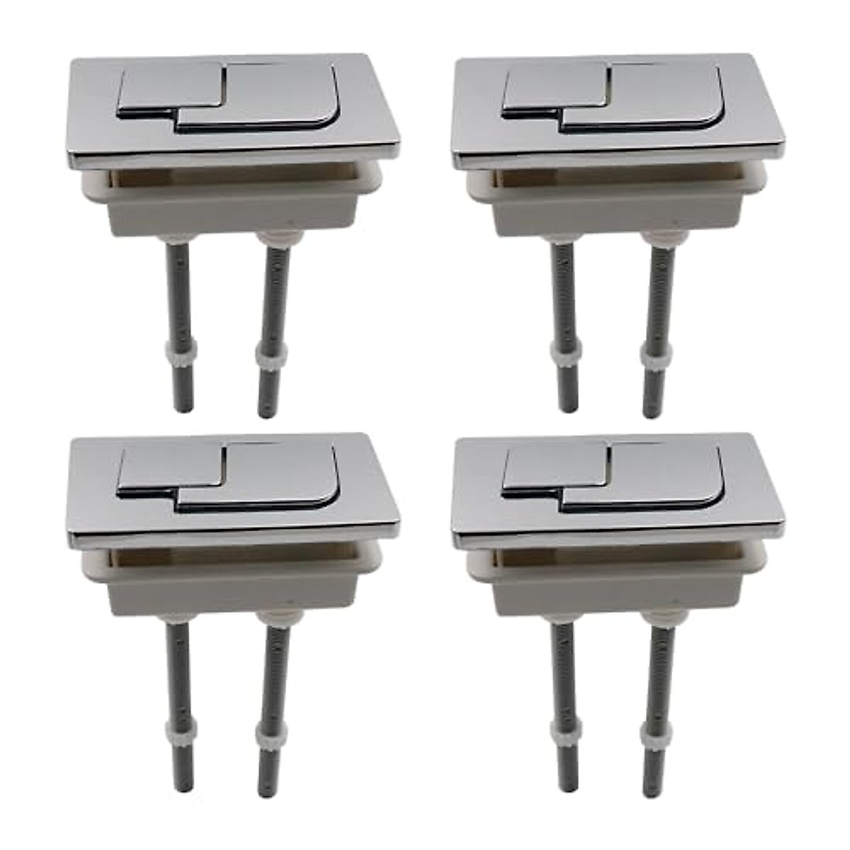 Quluxe 4 Pcs Square Toilet Tank Buttons Dual Push Flushing Toilet Button Toilet Button Replacement Toilet Flush Button with Thread Diameter (64×33mm)