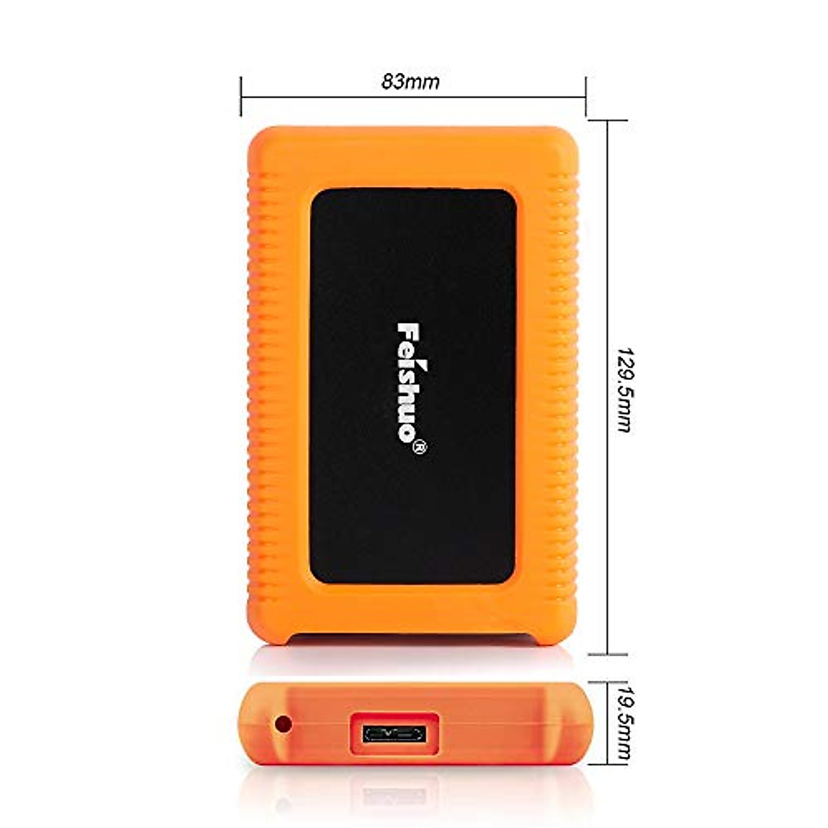 FEISHUO Portable External Hard Drive USB3.0 SATA HDD Storage — External Hard Drive Silicone Case Anti-Drop, Shockproof and Rainproof, for Game, PC, Mac, Windows(120G, Black)