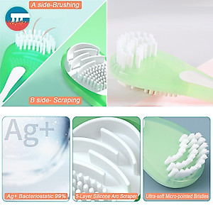 4Pack Tongue Scraper Tongue Cleaner Double-Side Silicone Tongue Brush for Adults Kids Oral Care Reduce Bad Breath