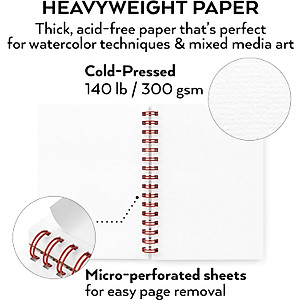 ARTEZA Watercolor Paper, Pack of 3, 30 Sheets Each, 5.5x8.5 Inches Watercolor Pad, 140lb/300gsm, Cold Press, Acid Free Art Paper