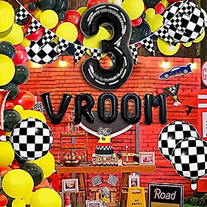 DEAPEICK 134pcs Balloons Race Car Birthday Party Supplies Decorations for Boys - Racing car Theme Party Supplies Happy Birthday Racecar Number Balloons Garland Kit Vroom Birthday Party Decorations