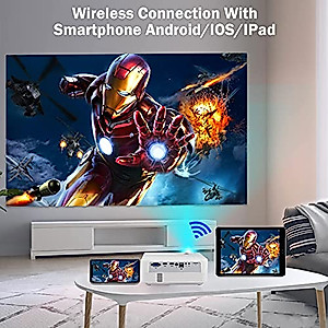 4k Projector, WiFi Projector, OSEVEN Portable Movie Projector Supported 4K, Compatible with Smartphone, TV Stick, HDMI, VGA, USB, Laptop, Tablet，iOS & Android