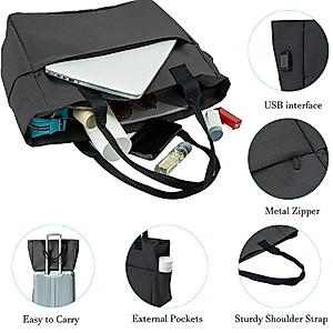 BAJNOKOU Tote Bag for Women Large Work Bags Laptop 15.6-17 Inch Handbag Purse Book Bag with Zipper for Nurse Teacher School,Black