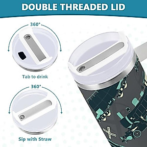 MCHIVER Cartoon Train 40 oz Tumbler with Handle and Straw Stainless Steel Vacuum Water Bottle Leak-proof Travel Coffee Mug Insulated Water Bottle for Home Office Car