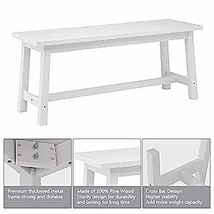 Dining Kitchen Table Set for 4, Solid Wood 4 PC Table and Chair Set, Rectangular Kitchen Table with 2 Chairs and Bench, Modern Farmhouse Dinette Table Set for Kitchen, Dining Room, Easy Assembly