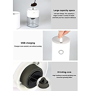 Electric Coffee Bean Grinder USB Charging USB Charging for Home Kitchen Cordless Portable Small Coffee Bean Grinder For Grain Herb Spice 110V(White)