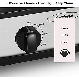 Dual Slow Cooker, Buffet Servers and Warmers with 2 X 1.25Qt, Tempered glass lids and Lid Rests, 3 Adjustable Temp, Stainless Steel