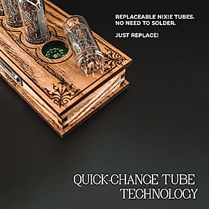 Authentic Nixie Tube Clock Bundle with Spare IN-14 Nixie Tube, Motion Temperature Humidity Sensors, Dual RGB LED Backlight, Alarm Clock, Visual Effects, Replaceable Nixie Tubes, Made in Ukraine