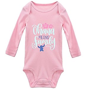 Ohana Means Family Baby Unisex Bodysuit Infant Casual Short Sleeve Onesie Romper Pink