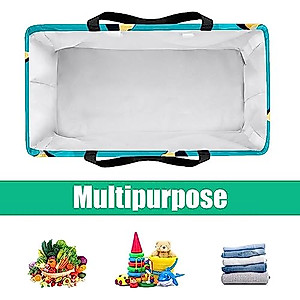 KQNZT Reusable Grocery Bags, Large Foldable Reusable Shopping Tote Bags Bulk for Groceries, Waterproof Kitchen Cloth Produce Bags with Long Handles, Cartoon Penguin Antarctic Animal