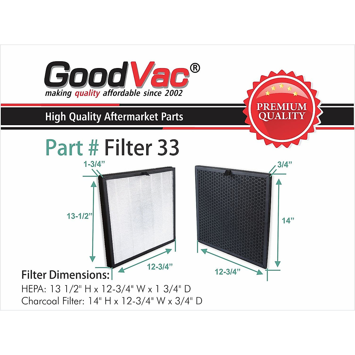 GoodVac Replacement H13 True HEPA Filter Kit Compatible with Samsung Cube Air Purifiers AX9500 CFX-H100/GB