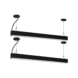 LEONLITE 4FT Linkable LED Linear Light Fixture, 3CCT 50W 6500LM Ultra Bright Downlight for 19.69ft High Ceiling, 120V-277V, 0-10V Dimmable, ETL, 3000K/4000K/5000K, Black Aluminum Housing, Pack of 2