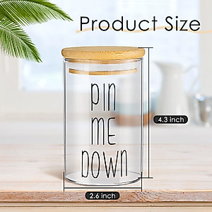 Tessco 8 Pcs Bathroom Jars with Lids Set 10Oz Apothecary Jars Glass Bathroom Jars with Bamboo Lid Cotton Ball Holder Funny Bathroom Canisters Bathroom Storage Decor for Floss Pick Makeup Organizer