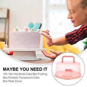 Cabilock Cake Stand Round Cake Carrier with Handle Dome Lids Dessert Carrier Handy Cupcake Holder Tray Clear Plastic Cake Pie Container Cake Box Serving Tray (Pink) Cake Holder