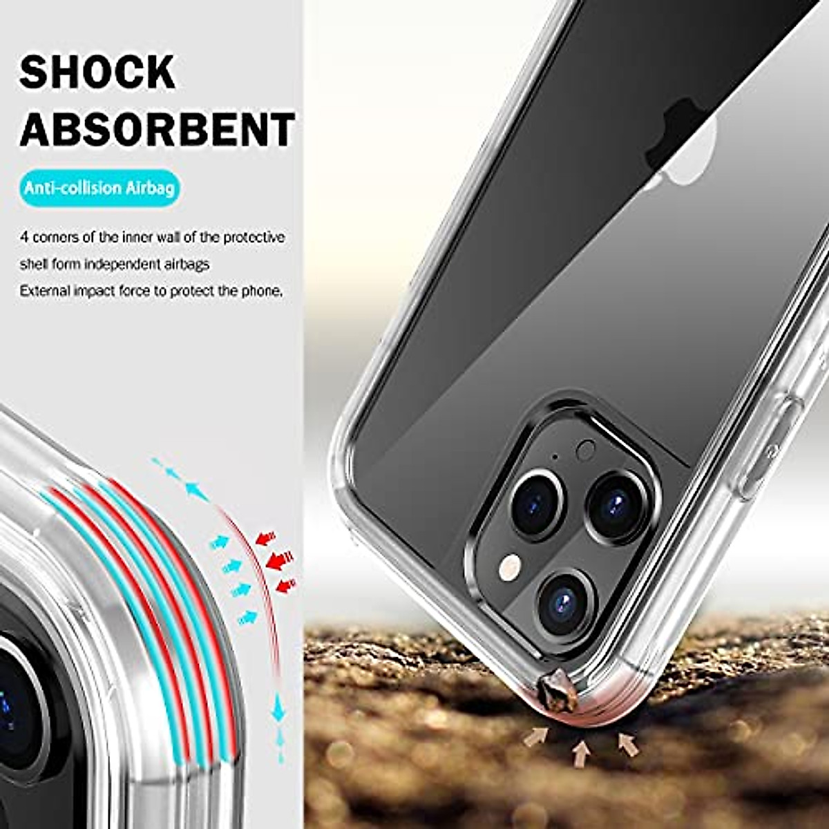 Omio for iPhone 12 Pro Max Case with Built-in Screen Protector 360 Full Body Protective Phone Case for iPhone 12 Pro Max, Heavy Shockproof Anti-Scratch Rugged Case for iPhone 12 Pro Max - Clear.