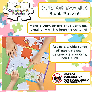 Hygloss Compoz-A-Puzzle - Heart Shape - Fun Activity - Great for Arts & Crafts - White & Sturdy - Surrounding Frame is 8.5” x 9.5” - 36 Puzzle Pieces, 6 Puzzles