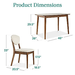 Best Choice Products 5-Piece Dining Set, Compact Mid-Century Modern Table & Chair Set for Home, Apartment w/ 4 Chairs, Padded Seats & Backrests, Wooden Frame - Brown/White
