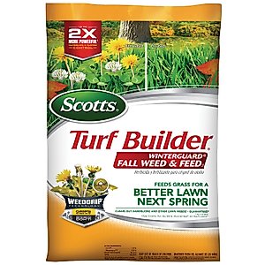 Scotts Turf Builder WinterGuard Fall Weed & Feed3, Weed Killer Plus Fall Fertilizer, 4,000 sq. ft, 11.43 lbs.