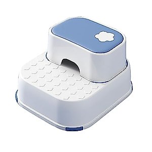 TinaJOJO 2 Step Stool for Kids, Toddler Step Stool for Toilet Potty Training, Double up Step Stool for Bathroom, Anti-Slip Sturdy Kitchen Helper Stool (Blue)