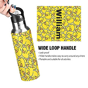 Rubber Duck Custom Insulated Water Bottle with Straw Lid Stainless Steel Personalized Vacuum Bottles with Handle for Hiking Camping 20 oz BAP-Free