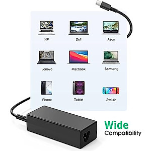 Universal USB C Laptop Charger 65w 45w for Dell Hp Lenovo Acer Razer Blade Stealth Samsung Chromebook MacBook Asus Fast Charging Type C Slim Travel Power Adapter