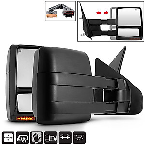 ACANII - Telescoping Power+Heat+LED Signal+Puddle Towing Side Mirror For Driver + Passenger 2004-2014 Ford F150 04-14