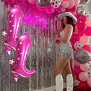 Cowgirl Boot Balloons 2 Pcs,Western Cowgirl Party Decorations,34Inches Pink Cowgirl Boots Foil Balloon For Last Rodeo Party,Disco Cowgirl Birthday Decorations & Country Party Supplies