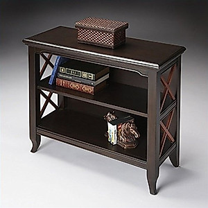 BOWERY HILL Transitional Wood Cherry 2 Shelf Low Bookcase in