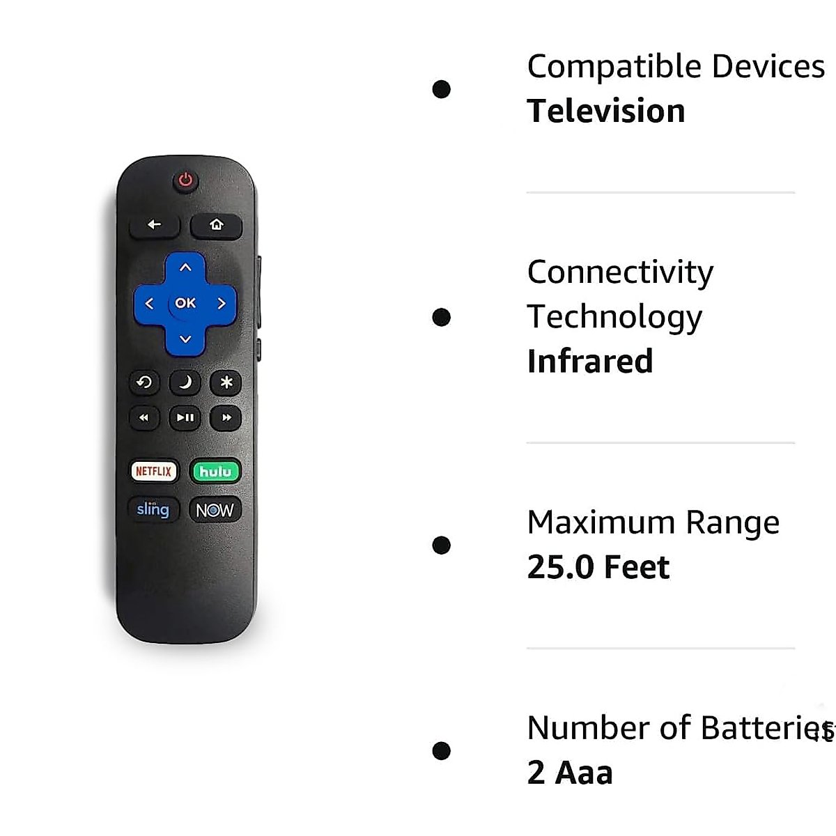 【Pack of 2】 Replacement for hisense roku tv Remote, Compatible for TCL Roku/Hisense Roku/Onn Roku/Sharp Roku Series Smart TVs (Not for Roku Stick and Box)