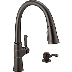 Delta Faucet Spargo Oil Rubbed Bronze Deck Mount Kitchen Faucet with Pull Down Sprayer, Venetian Bronze 19964Z-RBSD-DST