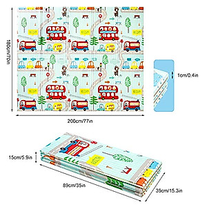 Gentle Monster Baby Play Mat, Extra Large Foldable Play Mat for Baby, Portable Baby Crawling Mat, Waterproof Non Toxic Anti Slip Soft Foam Reversible Playmat for Toddlers and Kids 77" x 70"