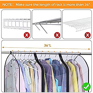 MISSLO 40" Hanging Garment Bags for Closet Storage Clear Garment Rack Cover Bottom Enclosed Cloth Cover Hanging Clothes Storage Bag Waterproof Clothes Protector for Suits, Coats, Sweaters, Shirts