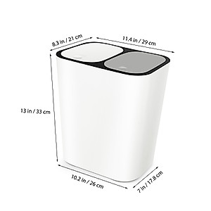 Garneck Dual Compartment Trash Can 15L Double Bin Trash Can for Kitchen Recycling Holds Garbage Slim Waste Basket for Bathroom, Bedroom, Home Office, Living Room, Kitchen