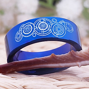 CLOUD DANCER Doctor Who Brand Tungsten Carbide Ring - for Men Women Wedding Ring and Engagement Ring-Free Customized Engraving (Blue, 13)
