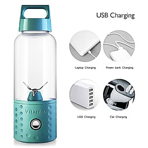 Personal Smoothie Blender, Detachable Portable Blender Fruit Mixer, High Speed Single Serve Juicer Cup, with Lightweight USB Rechargeable Travel Blender for Shakes and Smoothies(Blue)