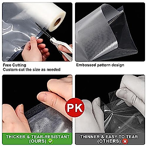 Patelai 6 Pack Clear Vacuum Sealer Bags 3 Rolls 11'' x 50'' and 3 Rolls 8'' x 50'' Sous Vide Meal Prep Vacuum Sealer Bags Rolls Puncture Prevention Commercial Grade Seal Bags for Food Cooking Storage