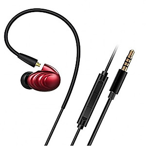 FiiO F9 Best Over The Ear Headphones/Earphones/Earbuds Detachable Cable Design Triple Driver Hybrid in-Ear Monitors with Android Compatible Mic and Remote (Red) ...