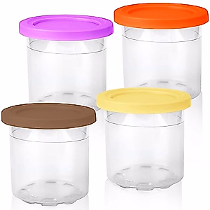 NQEUEPN 4pcs Ice Cream Pint Containers Tubs with Lids, Freezer Storage Replacement for Ninja Creami Pints Homemade for NC300 NC301 NC299AMZ Series