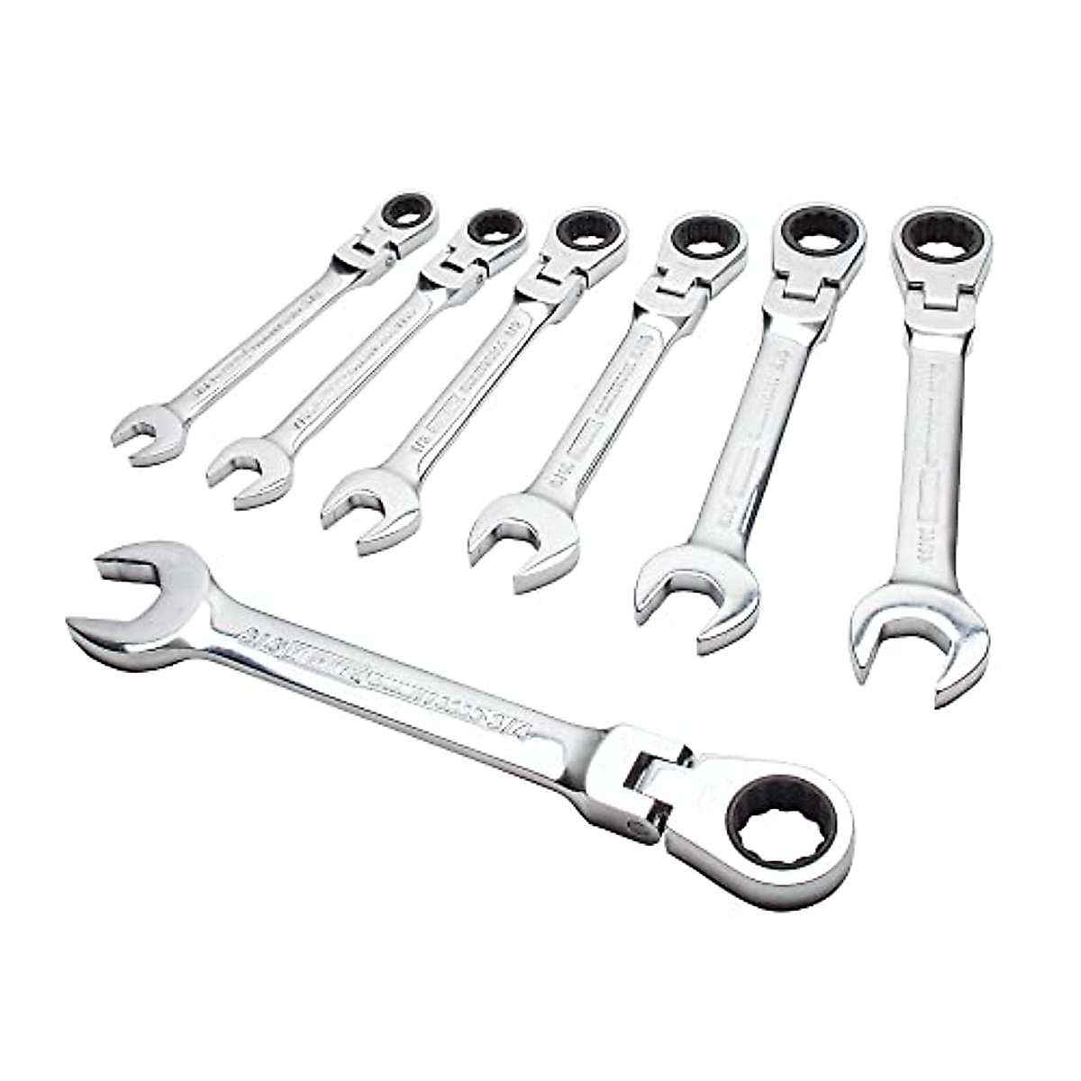 DEWALT Combination Ratcheting Wrench Set, SAE/Standard Wrenches, Flex Head, 7-Piece (DWMT74195)