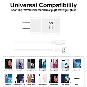 Samsung Charger Fast Charging with USB Type C Cable for Samsung Galaxy S10/S10e/S10 Plus/S9/S9 Plus/S8/S8 Plus/Note 8/Note 9/Note 10/Note 20/A03s/A13/A20/A30/A31/A32/A50/A51/A52/A53/S20/S21/S22 Ultra