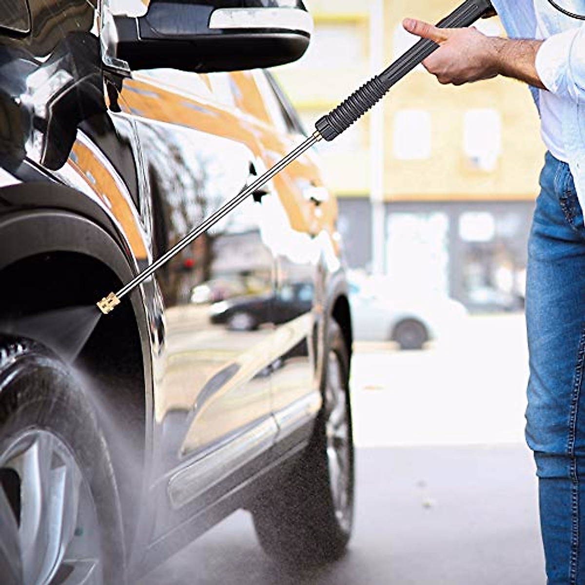 Selkie Pressure Washer Gun with Extension Wand and 26" Hose, Pressure Washer Gun with 26inch Pressure Washer Hose,16inch Extension Wand, 5 Nozzle Tips, and M22 15mm & M22 14mm Fitting, 4000 PSI