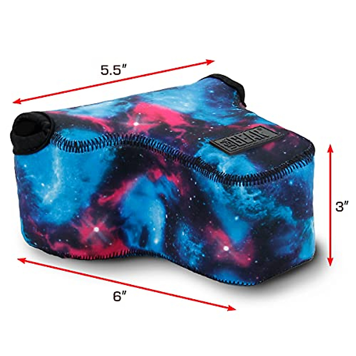 USA GEAR DSLR Camera Sleeve with Neoprene Protection, Holster Belt Loop and Accessory Storage - Compatible with Canon EOS Rebel T7, T8, SL3, R7, Nikon D3400, Pentax K-70 and Many More (Galaxy)