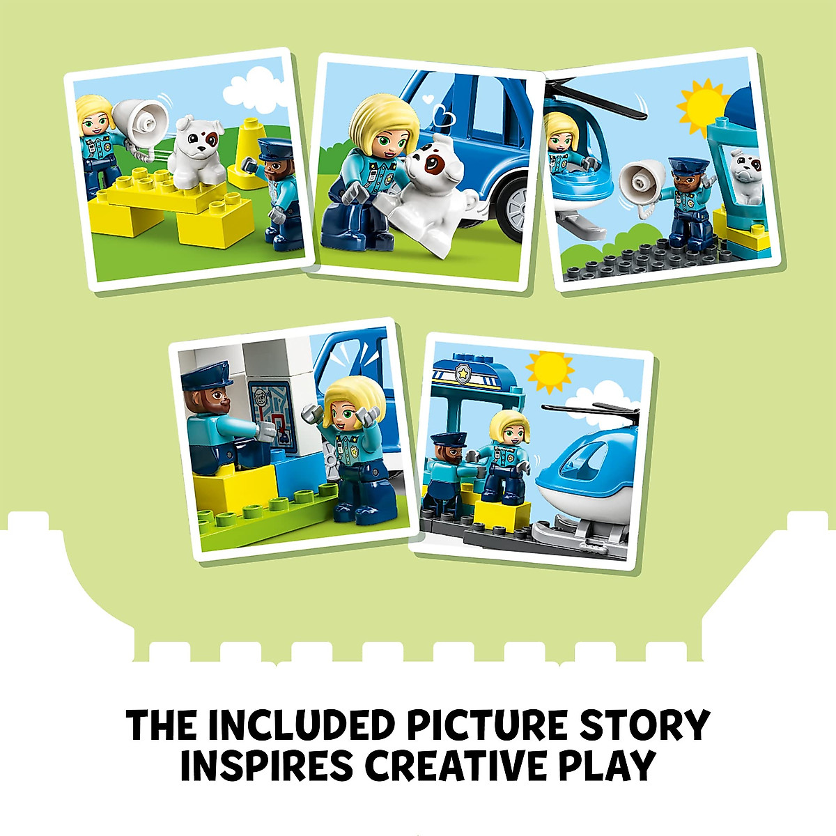 LEGO DUPLO Rescue Police Station 10959 Push & Go Car Toy with Lights and Siren Plus Helicopter, Early Learning Toys for Toddlers, Boys & Girls 2 Plus Years Old