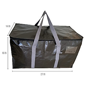 TOP BOX Extra Large Heavy Duty Moving Bags W/Reinforced Handles & Zippers, Backpack Straps, Moving & Storage Totes (6)