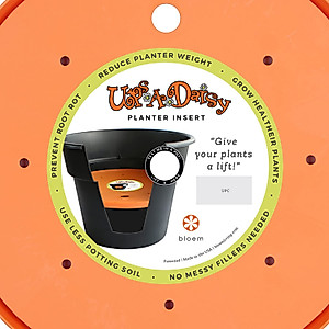 Bloem Ups-A-Daisy Round Planter Insert: 12" - Orange - Durable Resin Disk, Drainage Holes, Place Inside A Planter, Use Less Potting Soil, for Indoor & Outdoor Use, Gardening