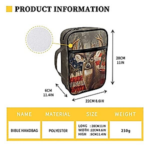 YEXIATODO American Flag Deer Bible Cover Beautiful Bible Case Personalized Custom Tote HandBag for Women Kids Girls Covers & Protects for Your Prayer Study Items Notebooks Pens Phones Church Bulletins
