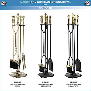 Minuteman International Concord 5-piece Fireplace Tool Set, Antique Brass