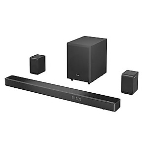 Hisense AX5125H 5.1.2Ch Sound Bar with Wireless Subwoofer, 500W, Dolby Atmos, Bluetooth 5.3, EzPlay, 4K HDMI Pass Through, Roku TV Ready, DTS:X, HDMI/AUX/ARC/Optical/USB, 7 EQ Modes