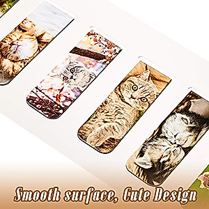 12 Pieces Magnetic Bookmarks Cats Magnet Page Markers Assorted Book Markers Set for Students Reading